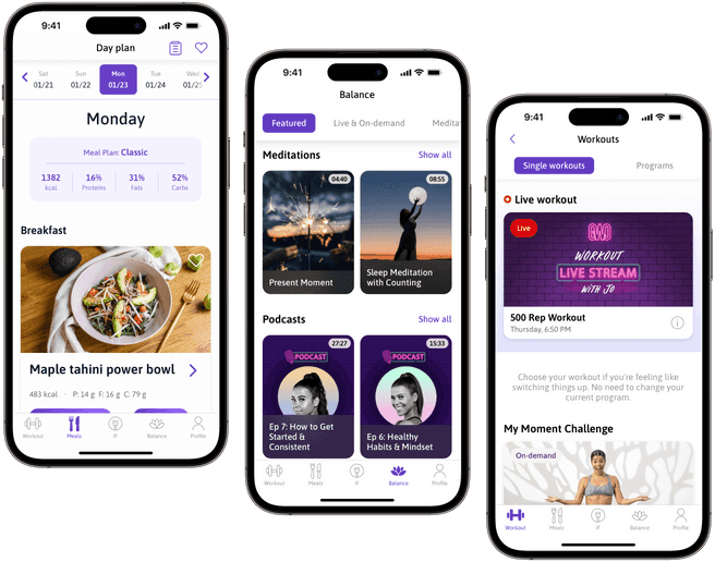 Simple Workouts & Customised Nutrition Plan | growwithjo app